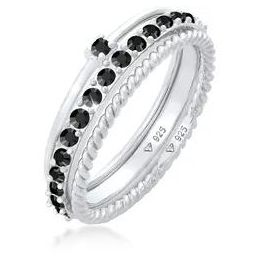 Solit&auml;rring Elli "Stapelring 3er Set 925 Silber, mit Kristallen von Swarovski" Gr. 52, silber, Fingerringe, Damen, 52mm,mit Steinen, Silber 925 (Sterlingsilber)