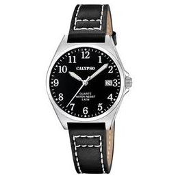 Quarzuhr Calypso WATCHES "Basic", schwarz, Armbanduhren, Damen, Quarzuhr, Armbanduhr, Damenuhr, Lederarmband, analog, Tag