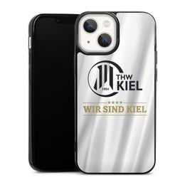 DeinDesign iPhone 13 Mini Handy Slim Case extra d&uuml;nn Silikon Handyh&uuml;lle schwarz H&uuml;lle Official Licensed Product Thw Kiel Handball Silikon Slim Case