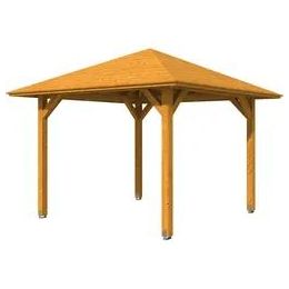Skan Holz Holzpavillon SKANHOLZ "Cannes 1", braun (eiche hell), B/H/T: 374cm x 314cm x 374cm, Pavillons, Leimholz, 294 x 294 cm