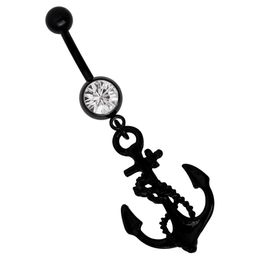 Adelia&acute;s Bauchnabelpiercing ADELIA&acute;S "Piercing - Bauchnabelpiercing Titan Anker Stein", schwarz, Piercings, Damen, Anker mit Stein, 1,6 mm L&auml;nge, 1,6 mm St&auml;rke, Titan