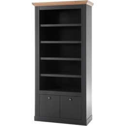Regal OTTO HOME "Westminster", grau (dunkelgrau, wotan eiche), B:97cm H:202cm T:42cm, Holzwerkstoff, Regale, Regal, im romantischen Landhausstil