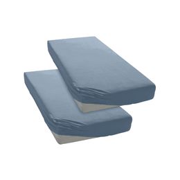 Spannbettlaken OTTO HOME "PHYSALIS in BASIC und PREMIUM Qualit&auml;t, 100% Baumwolle", blau (mittelblau), B:70cm L:140cm, Jersey (110 g/m&sup2;), Obermaterial: 100% Baumwolle, Bettlaken, Spannbettlaken, f&uuml;r Matratzen bis 18 cm H&ouml;he, Bettlaken, Spannbetttuch, pflegeleicht