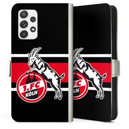 DeinDesign Galaxy A52s 5G Handy Klapph&uuml;lle Handyh&uuml;lle aus Kunst Leder wei&szlig; Flip Case Official Licensed Product 1. Fc K&ouml;ln Logo Sideflip mit Lasche