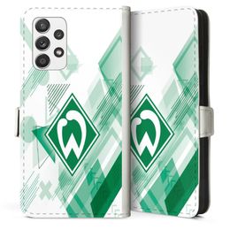DeinDesign Galaxy A52s 5G Handy Klapph&uuml;lle Handyh&uuml;lle aus Kunst Leder wei&szlig; Flip Case Official Licensed Product Sv Werder Bremen Muster Sideflip mit Lasche