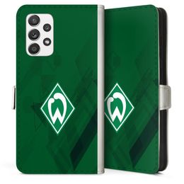 DeinDesign Galaxy A52s 5G Handy Klapph&uuml;lle Handyh&uuml;lle aus Kunst Leder wei&szlig; Flip Case Sv Werder Bremen Official Licensed Product Coat Of Arms Sideflip mit Lasche