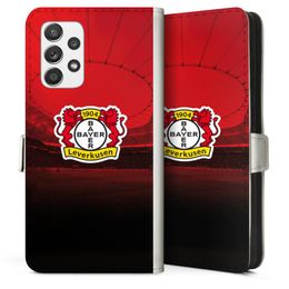 DeinDesign Galaxy A52s 5G Handy Klapph&uuml;lle Handyh&uuml;lle aus Kunst Leder wei&szlig; Flip Case Bayer 04 Leverkusen Official Licensed Product Stadium Sideflip mit Lasche