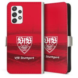 DeinDesign Galaxy A52s 5G Handy Klapph&uuml;lle Handyh&uuml;lle aus Kunst Leder wei&szlig; Flip Case Stadium Official Licensed Product Vfb Stuttgart Sideflip mit Lasche