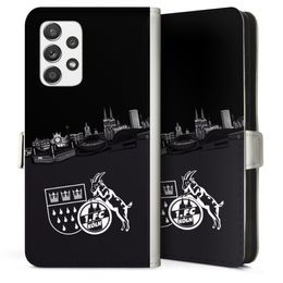 DeinDesign Galaxy A52s 5G Handy Klapph&uuml;lle Handyh&uuml;lle aus Kunst Leder wei&szlig; Flip Case Skyline Official Licensed Product 1. Fc K&ouml;ln Sideflip mit Lasche