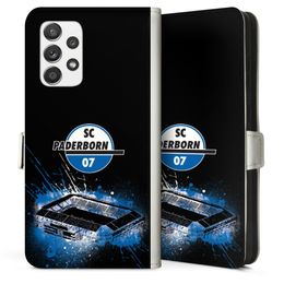 DeinDesign Galaxy A52s 5G Handy Klapph&uuml;lle Handyh&uuml;lle aus Kunst Leder wei&szlig; Flip Case Official Licensed Product Stadium Sc Paderborn 07 Sideflip mit Lasche