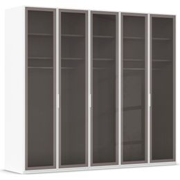 Kleiderschrank Rauch "Schrank Garderobe SKAT SHINE Breiten 151/201/251/301cm, H&ouml;he 223/235cm", alpinwei&szlig;, B:251cm H:223cm T:61cm, Glas, Holzwerkstoff, Schr&auml;nke, Kleiderschrank, edle Schrankfront mit hochwertigen Glasrahment&uuml;ren MADE IN GERMANY