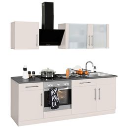 Wiho-K&uuml;chen K&uuml;chenzeile WIHO K&Uuml;CHEN "Cali", beige (k&uuml;che: natur, korpus: cashmerefarben, arbeitsplatte: granit grau), B:220cm T:60cm, Komplettk&uuml;chen-Sets, K&uuml;chenzeile, mit E-Ger&auml;ten, Breite 220 cm