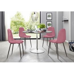Essgruppe OTTO HOME, rosa (zement, optik, rosa), Sitzm&ouml;bel-Sets, Essgruppe, mit rundem Tisch im Zement-Optik