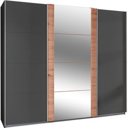 Schwebet&uuml;renschrank wimex "Bern Schiebet&uuml;renschrank", grau (graphit, artisan oak nachbildung, griffe: alu), B:270cm H:210cm T:64cm, Holzwerkstoff, Schr&auml;nke, Schwebet&uuml;renschrank, Schrank mit zus&auml;tzlicher Innenausstattung, Garderobe