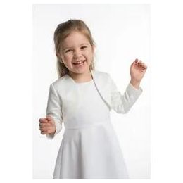 Bolero happy girls "cardigan", M&auml;dchen, Gr. 134, beige (ecru), Strick, Obermaterial: 100% Polyester, unifarben, figurbetont kurz, Rundhals, gerader Abschluss, Strickjacken Bolero, mit dezentem Stehkragen, ohne Verschluss