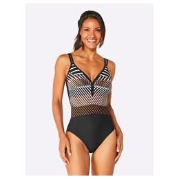 Badeanzug Sunflair, Damen, Gr. 40, Cup D, braun (schwarz, braun, bedruckt), Elasthan, Badeanz&uuml;ge Badeanzug