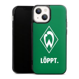 DeinDesign iPhone 13 Mini Handy Slim Case extra d&uuml;nn Silikon Handyh&uuml;lle schwarz H&uuml;lle Sv Werder Bremen Statement Official Licensed Product Silikon Slim Case