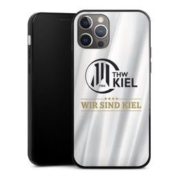DeinDesign iPhone 12 Pro Handy Slim Case extra d&uuml;nn Silikon Handyh&uuml;lle schwarz H&uuml;lle Official Licensed Product Thw Kiel Handball Silikon Slim Case