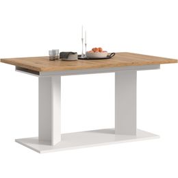 Esstisch Home Affaire "GERO, 140-190 cm, 2-fach ausziehbar, S&auml;ulengestell", wei&szlig;, artisan eiche nachbildung, H:76cm, Tische, Esstisch, Tisch, Esstisch, Esszimmer, Esszimmertisch, K&uuml;chetisch, Bartisch