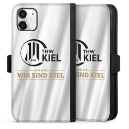 DeinDesign iPhone 11 Handy Klapph&uuml;lle Handyh&uuml;lle aus Kunst Leder schwarz Flip Case Official Licensed Product Thw Kiel Handball Sideflip mit Lasche