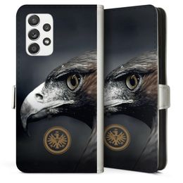 DeinDesign Galaxy A52s 5G Handy Klapph&uuml;lle Handyh&uuml;lle aus Kunst Leder wei&szlig; Flip Case Eintracht Frankfurt Eagle Official Licensed Product Sideflip mit Lasche