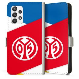 DeinDesign Galaxy A52s 5G Handy Klapph&uuml;lle Handyh&uuml;lle aus Kunst Leder wei&szlig; Flip Case 1. Fsv Mainz 05 E.V. Official Licensed Product Soccer Sideflip mit Lasche