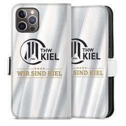 DeinDesign iPhone 12 Pro Handy Klapph&uuml;lle Handyh&uuml;lle aus Kunst Leder wei&szlig; Flip Case Official Licensed Product Thw Kiel Handball Sideflip mit Lasche