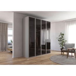 Kleiderschrank Rauch "Schrank Garderobe SKAT SHINE Breiten 151/201/251/301cm, H&ouml;he 223/235cm", seidengrau, B:201cm H:235cm T:61cm, Glas, Holzwerkstoff, Schr&auml;nke, Kleiderschrank, edle Schrankfront mit hochwertigen Glasrahment&uuml;ren MADE IN GERMANY