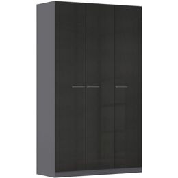Dreht&uuml;renschrank Rauch "Kleiderschrank Schrank Garderobe OTELI inkl. Inneneinteilung", graumetallic, hochglanz effektgrau, B:136cm H:229cm T:54cm, Holzwerkstoff, Schr&auml;nke, Dreht&uuml;renschrank, mit zus&auml;tzlichen Einlegeb&ouml;den, optional mit Spiegel MADE IN GERMANY