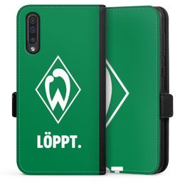 DeinDesign Galaxy A50 Handy Klapph&uuml;lle Handyh&uuml;lle aus Kunst Leder schwarz Flip Case Sv Werder Bremen Statement Official Licensed Product Sideflip mit Lasche