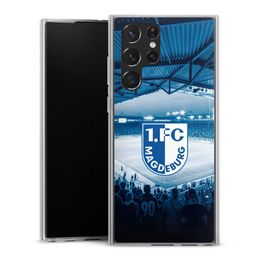 DeinDesign Galaxy S22 Ultra Handy Silikon H&uuml;lle Case transparent Handyh&uuml;lle Stadium 1. Fcm 1. Fc Magdeburg Silikon Case
