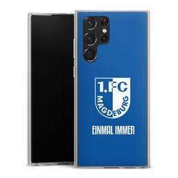 DeinDesign Galaxy S22 Ultra Handy Silikon H&uuml;lle Case transparent Handyh&uuml;lle Coat Of Arms Official Licensed Product 1. Fc Magdeburg Silikon Case