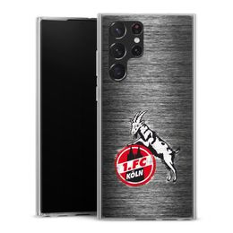 DeinDesign Galaxy S22 Ultra Handy Silikon H&uuml;lle Case transparent Handyh&uuml;lle Official Licensed Product Metallic Look 1. Fc K&ouml;ln Silikon Case
