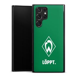 DeinDesign Galaxy S22 Ultra Handy Silikon H&uuml;lle Case schwarz Handyh&uuml;lle Sv Werder Bremen Statement Official Licensed Product