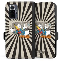 DeinDesign Xiaomi Redmi Note 10 Pro Handy Klapph&uuml;lle Handyh&uuml;lle aus Kunst Leder schwarz Flip Case Donald Duck Official Licensed Product Disney Sideflip mit 