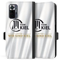 DeinDesign Xiaomi Redmi Note 10 Pro Handy Klapph&uuml;lle Handyh&uuml;lle aus Kunst Leder schwarz Flip Case Official Licensed Product Thw Kiel Handball Sideflip mit langer