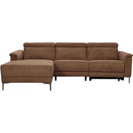 Ecksofa OTTO HOME "LUND, L-Form, 261cm, man. o. elektr. Relaxfunktion (mit USB-A)", mocca, B:261cm H:97cm T:179cm, Sofas, Ecksofa