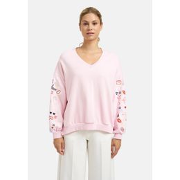 Smith & Soul Sweater SMITH & SOUL, Damen, Gr. XXL, sugar, Sweatware, Material: 70% Baumwolle, 20% Modal, 10% Polyester, bestickt, oversize normal, V-Ausschnitt, eingesetzt Rippb&uuml;ndchen, Sweatshirts Sweater, mit &uuml;berschnittener Schulter & Seitenschlitze