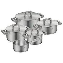 Topf-Set WMF "Ultimate Cool+ Induktion, Kochtopf Set mit Edelstahldeckel", grau (edelstahl), T&ouml;pfe, Induktionst&ouml;pfe Set unbeschichtet, w&auml;rmereduzierende Cool+ Griffe