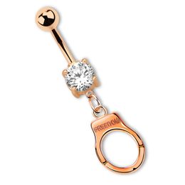 Adelia&acute;s Bauchnabelpiercing ADELIA&acute;S "Piercing - Bauchnabelpiercing Messing Rose Stein", gold, Piercings, Damen, Rose mit Stein, 8 mm L&auml;nge, 1,6 mm St&auml;rke, Messing
