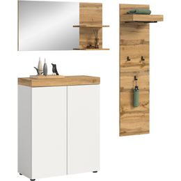 Garderoben-Set OTTO HOME "MAMBO, 3-teilige Kombination, stehend & h&auml;ngend montierbar", platin wei&szlig;, wotan eiche nachbildung, B:162cm H:179cm T:37cm, Kastenm&ouml;bel-Sets, Garderoben-Kombi, Garderobe, Flur, Diele