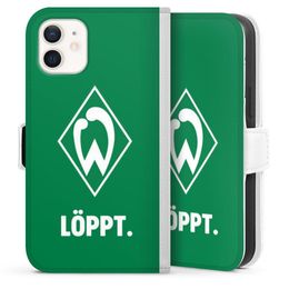 DeinDesign iPhone 12 mini Handy Klapph&uuml;lle Handyh&uuml;lle aus Kunst Leder wei&szlig; Flip Case Official Licensed Product Statement Sv Werder Bremen Sideflip mit Lasche