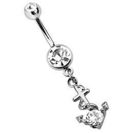 Adelia&acute;s Bauchnabelpiercing ADELIA&acute;S "Piercing - Bauchnabelpiercing Silber Anker Stein", silber, Piercings, Damen, Anker mit Stein, 10 mm L&auml;nge, Silber