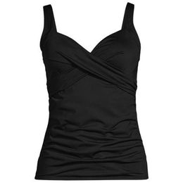 LANDS' END Tankinitop CHLORRESISTENT mit V-Ausschnitt in Lang-Gr&ouml;&szlig;e, Damen,  Schwarz, Nylon-Mischung, by Lands' End
