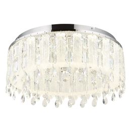 Globo LIGHTING Deckenleuchte "KLUNKA", transparent (verchromt), 1, &Oslash; 58,5cm H: 26,5cm, 1 Stk., Leuchten, Deckenleuchte Chrom/Kristalle, dimmbar, LED 58W, Deckenleuchte