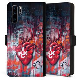 DeinDesign Huawei P30 Pro Handy Klapph&uuml;lle Handyh&uuml;lle aus Kunst Leder schwarz Flip Case 1. Fck 1. Fc Kaiserslautern Heart Sideflip mit langer Lasche