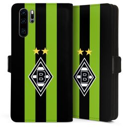 DeinDesign Huawei P30 Pro Handy Klapph&uuml;lle Handyh&uuml;lle aus Kunst Leder schwarz Flip Case Stripes Borussia M&ouml;nchengladbach Gladbach Sideflip mit langer Lasche