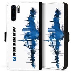 DeinDesign Huawei P30 Pro Handy Klapph&uuml;lle Handyh&uuml;lle aus Kunst Leder schwarz Flip Case Hsv Official Licensed Product Bundesliga Sideflip mit langer Lasche