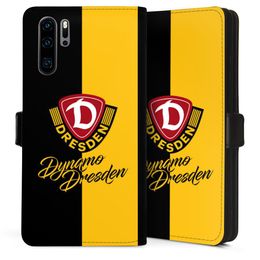 DeinDesign Huawei P30 Pro Handy Klapph&uuml;lle Handyh&uuml;lle aus Kunst Leder schwarz Flip Case Sg Dynamo Dresden Official Licensed Product Sgd Sideflip mit langer 