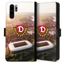 DeinDesign Huawei P30 Pro Handy Klapph&uuml;lle Handyh&uuml;lle aus Kunst Leder schwarz Flip Case Sgd Sg Dynamo Dresden Stadium Sideflip mit langer Lasche